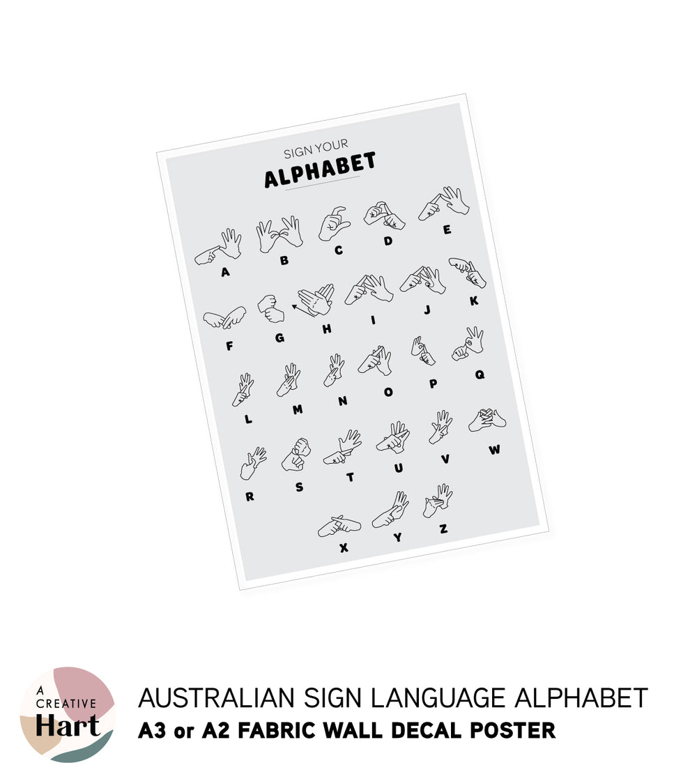 AUSTRALIAN SIGN LANGUAGE Alphabet Decal Poster | A Creative Hart