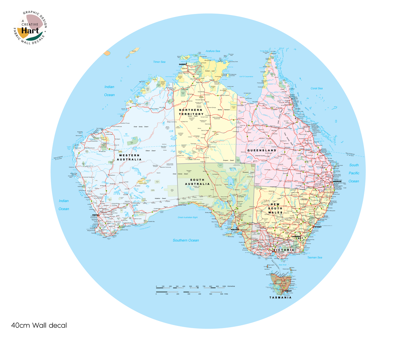 Australia Road Trip Map - Fabric Wall Decal Sticker | A Creative Hart