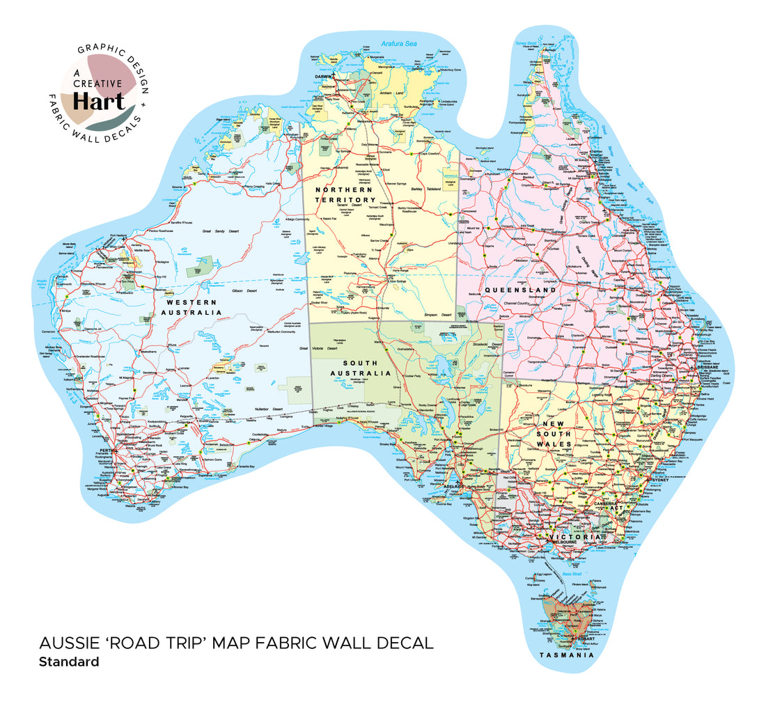 Australia Road Trip Map Decal - Cut to Shape - Aussie Traveller Trip ...